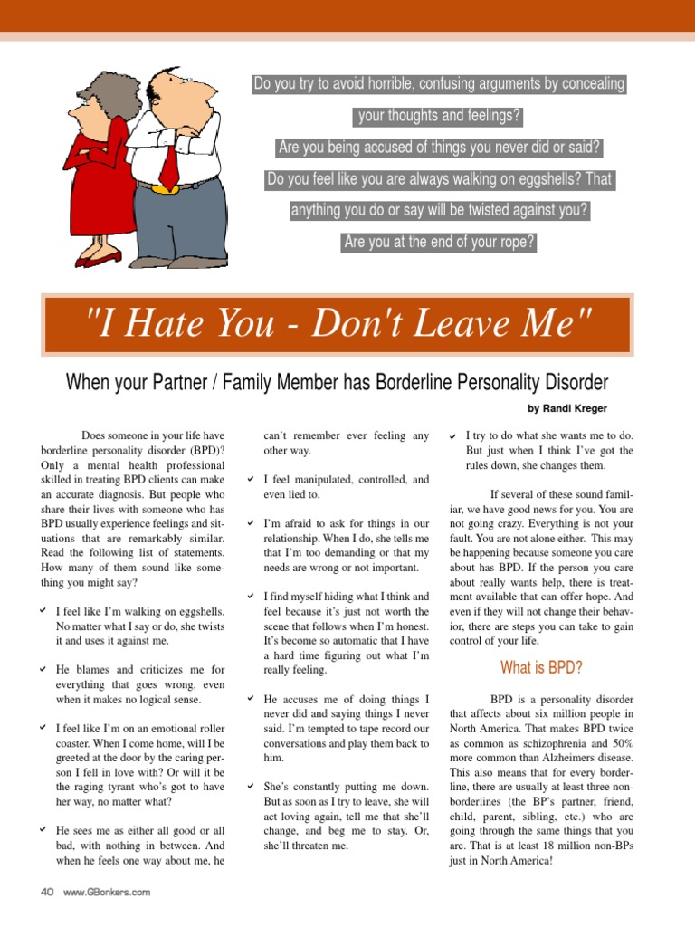 BPD I Hate You Don't Leave Me! | PDF | Borderline Personality Disorder ...