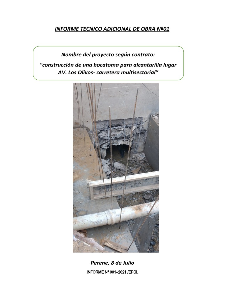 Informe Adicional de Obra Nº01 | PDF