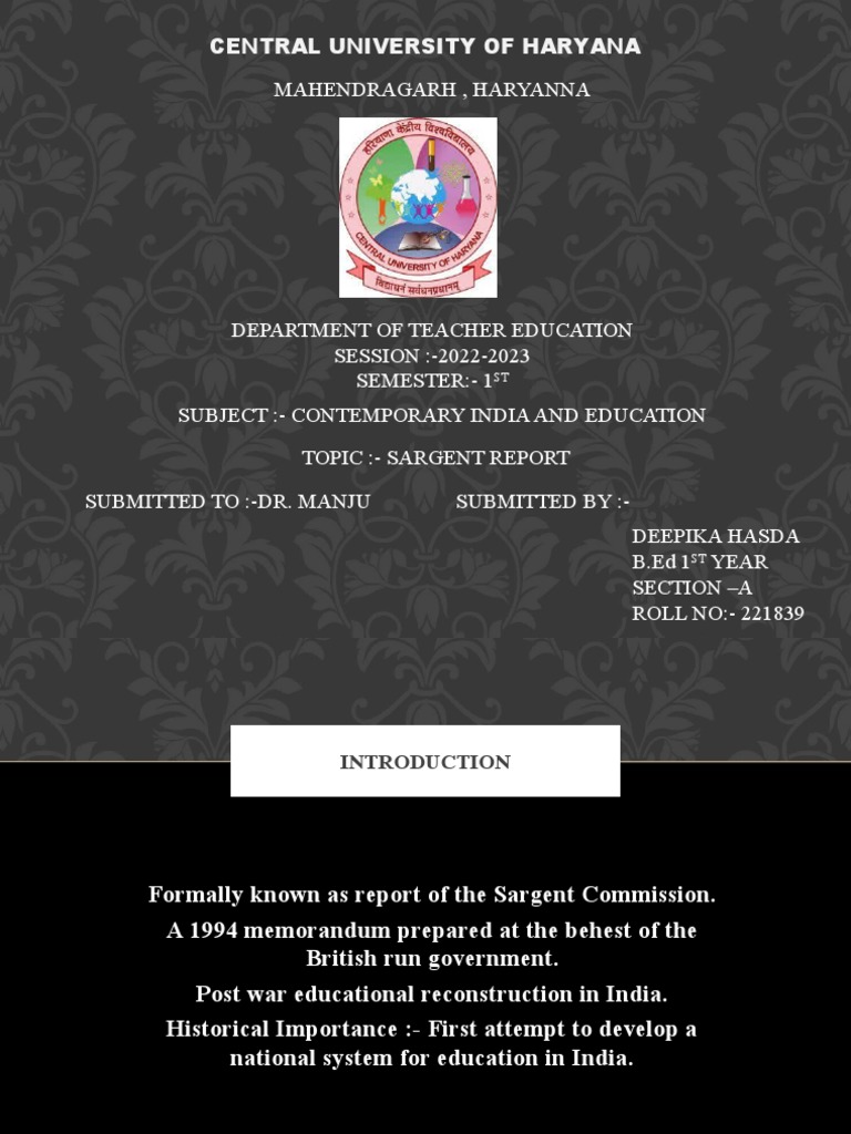 Sargent Report PPT 3 | PDF | Schools | Teachers