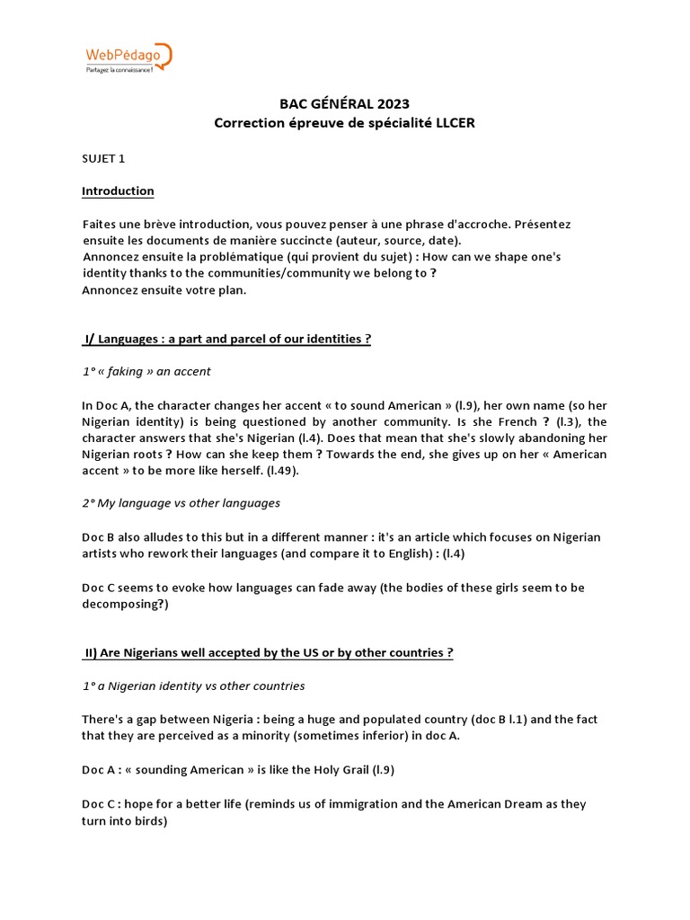 Bac 2023 Corrigé LLCER | PDF