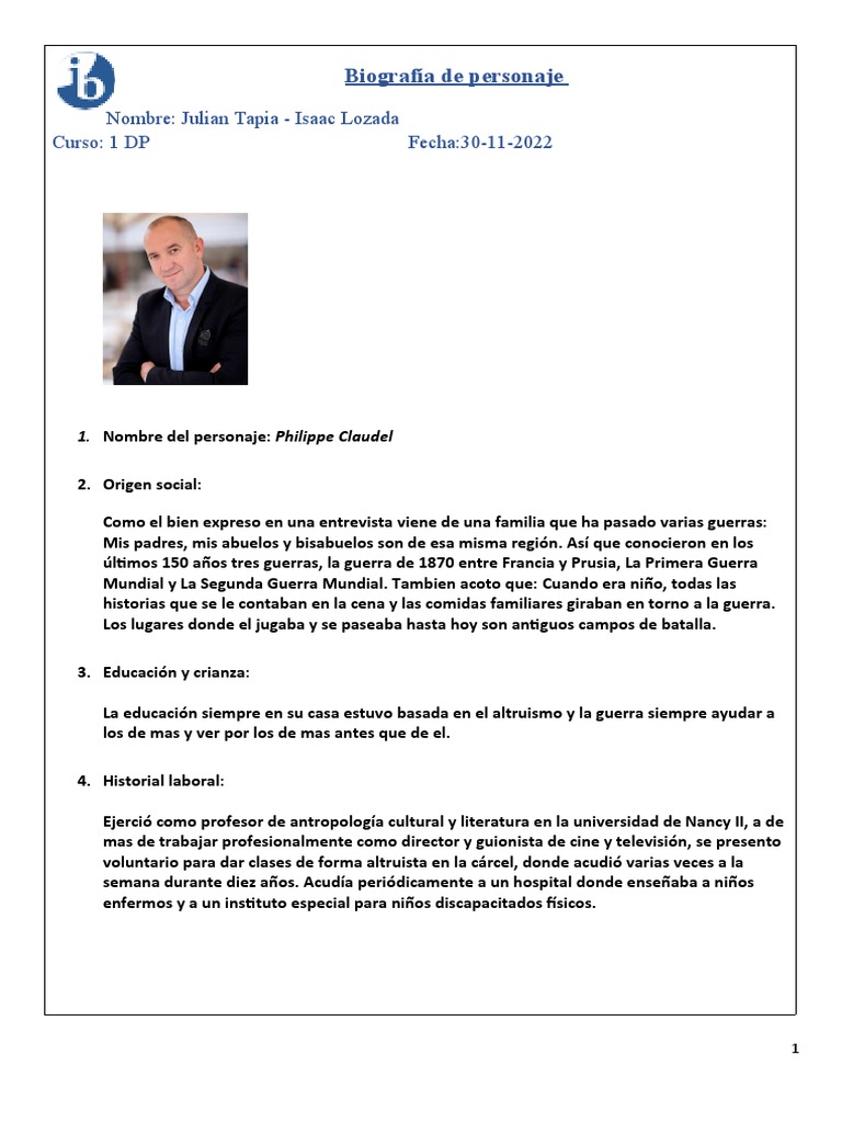 Biografía de personaje | PDF