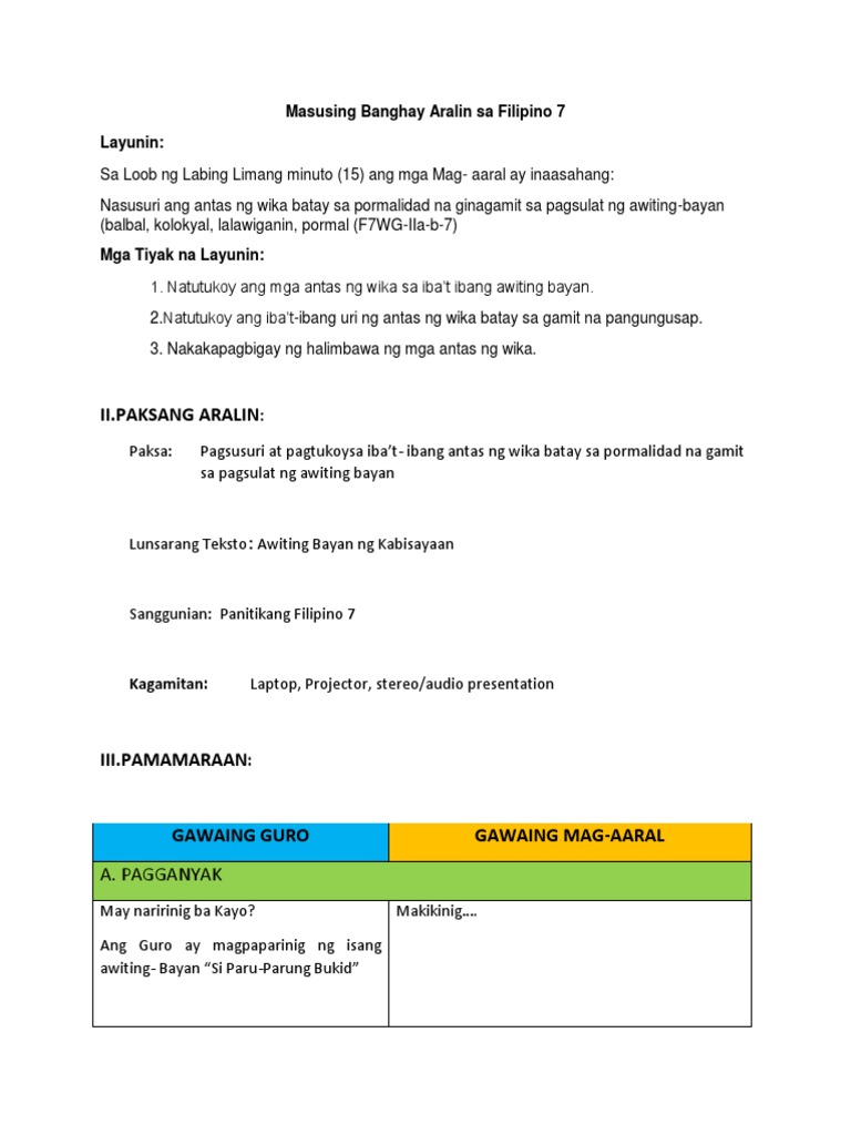 Lesson Plan Salem Sarah Jane T. JHS-Filipino Applicant | PDF