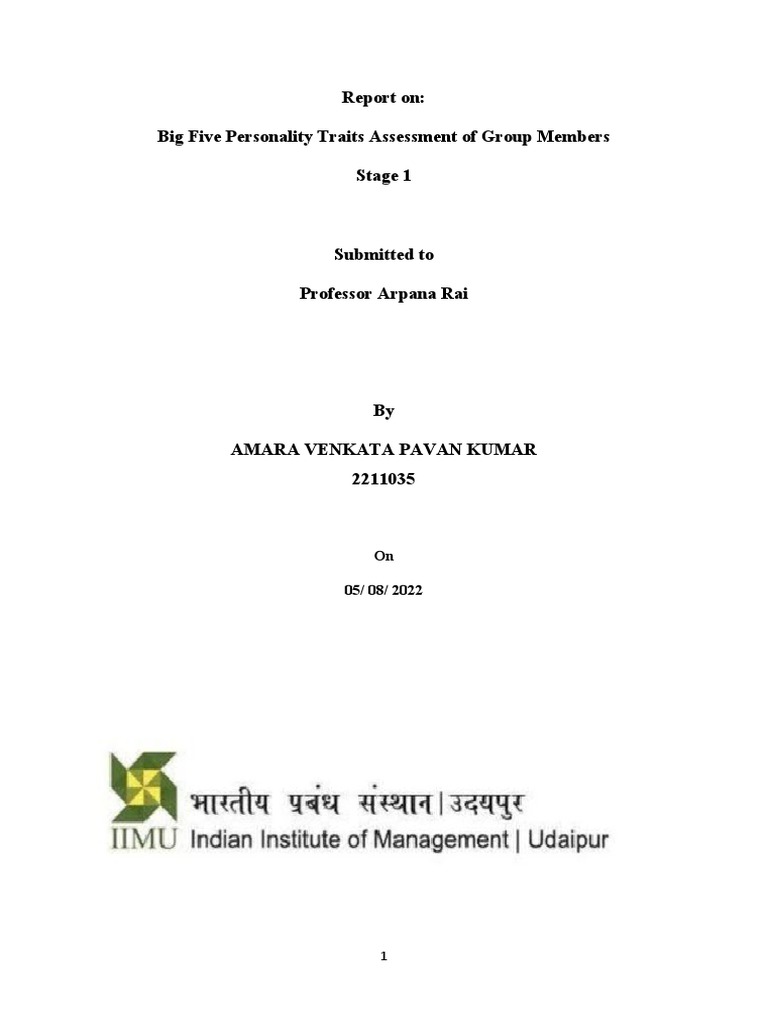 Big Five Personality Traits Assessment Report | PDF | Extraversion And ...