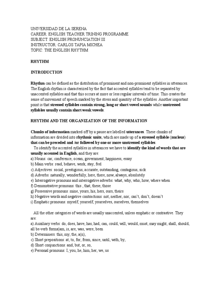 The English Rhythm | PDF | English Language | Stress (Linguistics)