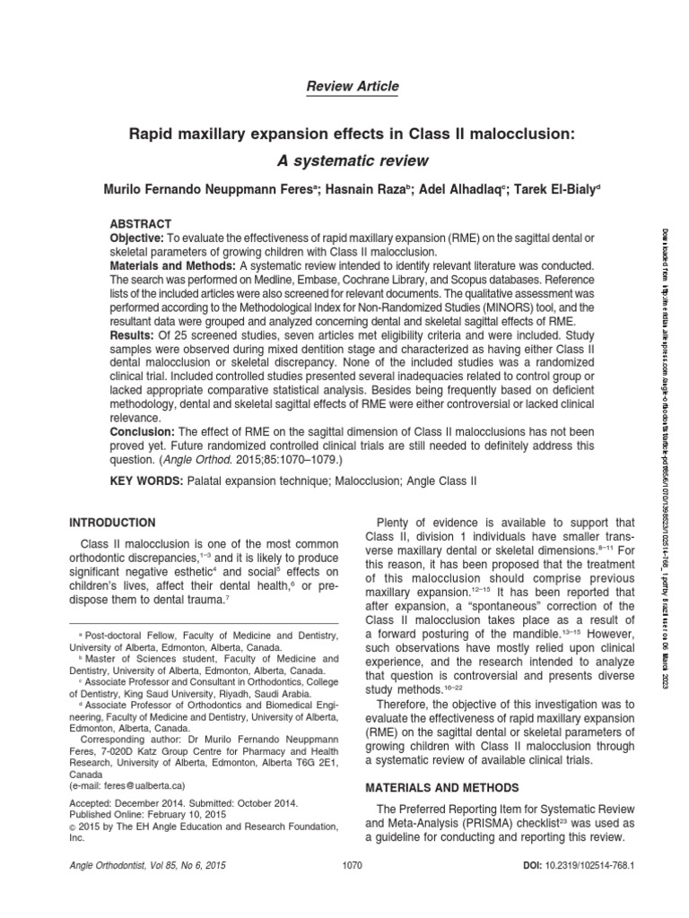 RME Effects on Class II Malocclusion Review | PDF | Systematic Review ...