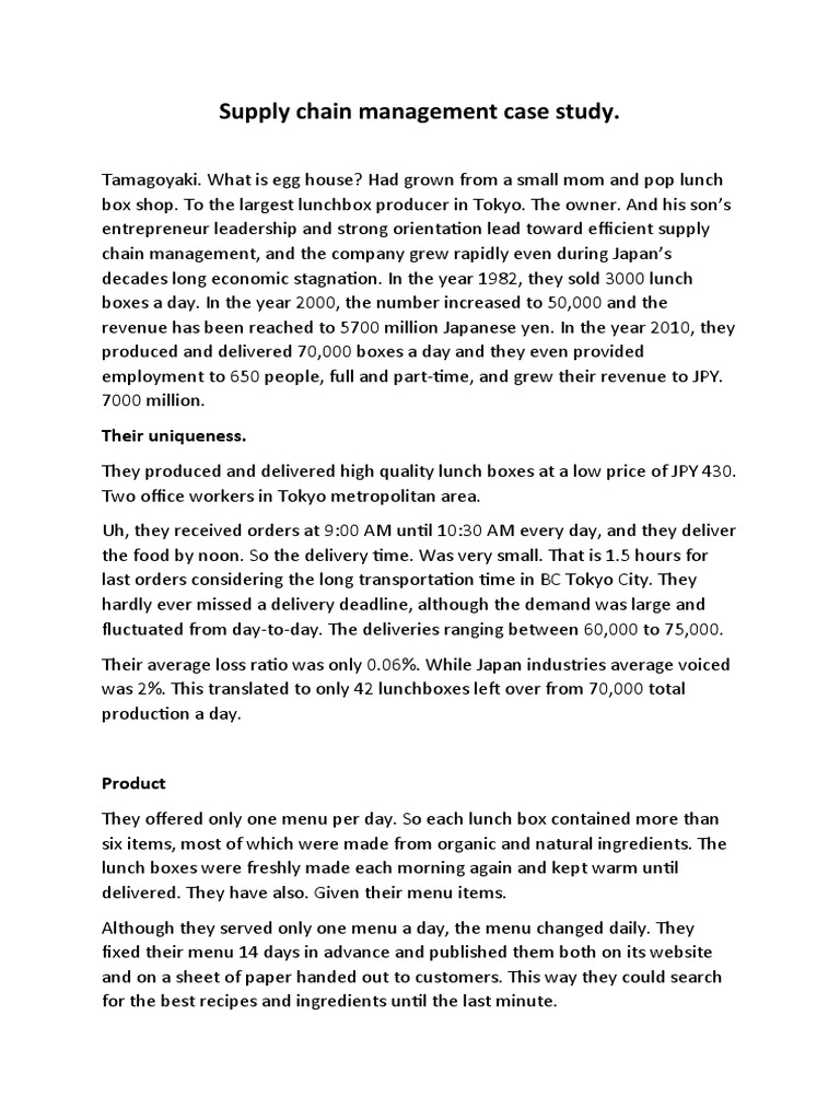 Supply Chain Management Case Study | PDF | Forecasting | Menu