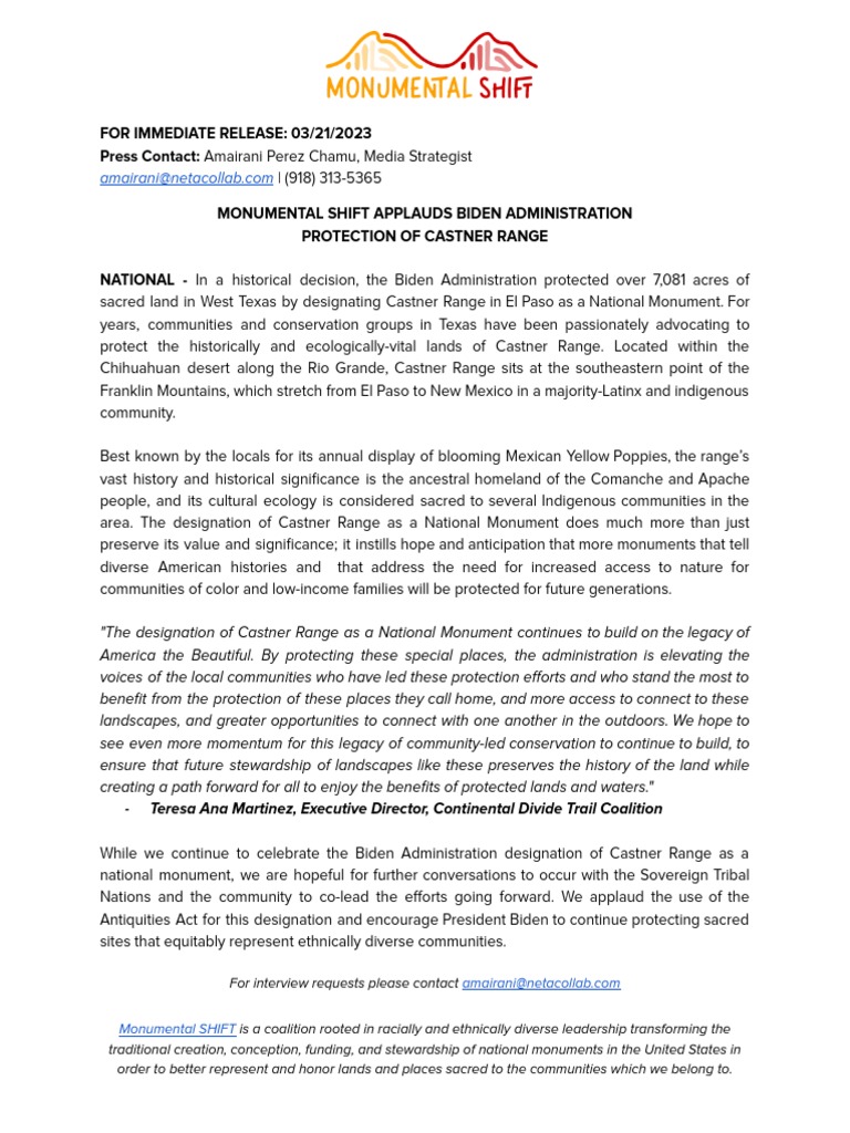 Press Statement - Castner Range | PDF