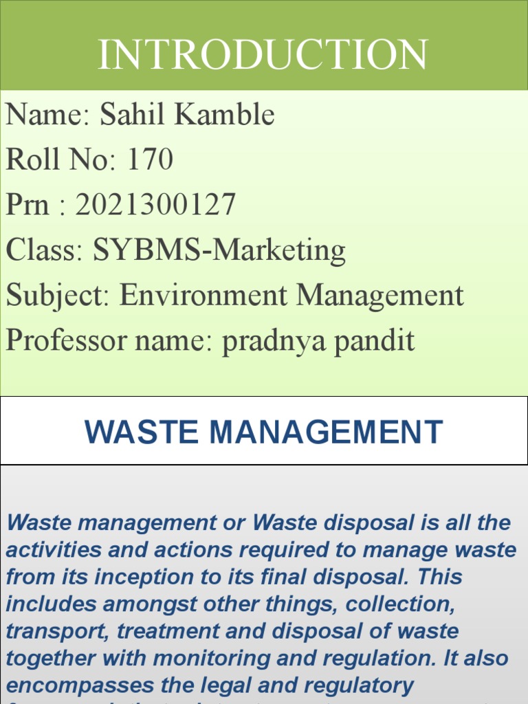 Sahil Kamble Waste Management Project | PDF | Waste | Waste Management