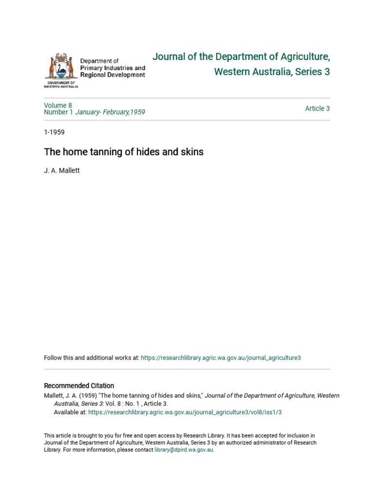 The Home Tanning of Hides and Skins | PDF
