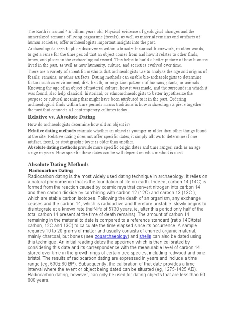 Archaeological Dating Methods | PDF | Radiocarbon Dating | Artifact ...