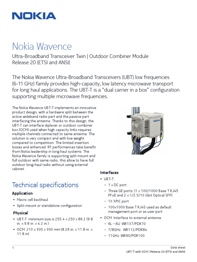 Nokia Wavence Outdoor Combiner Module PDF | PDF | Nokia | Electronics