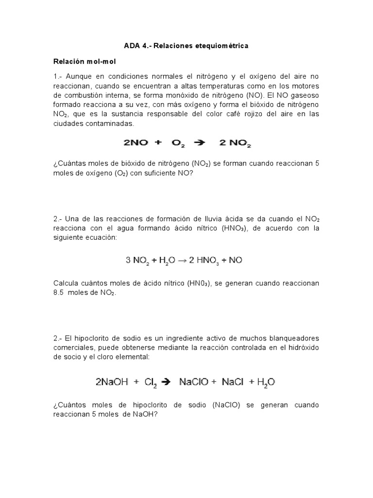 ADA 4. - Relacción Mol-Mol | PDF | Hogar, jardinería y bricolaje ...