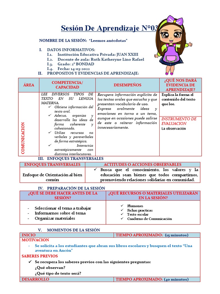 Sesion de Aprendizaje Comunicacion 1 | Descargar gratis PDF | Aprendizaje | Evaluación