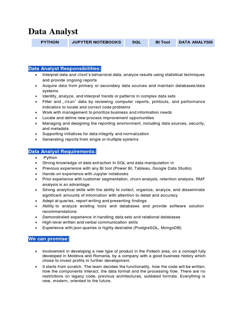 JD Data Analyst | Download Free PDF | Data | Data Analysis JD Data Analyst | Download Free PDF | Data | Data Analysis