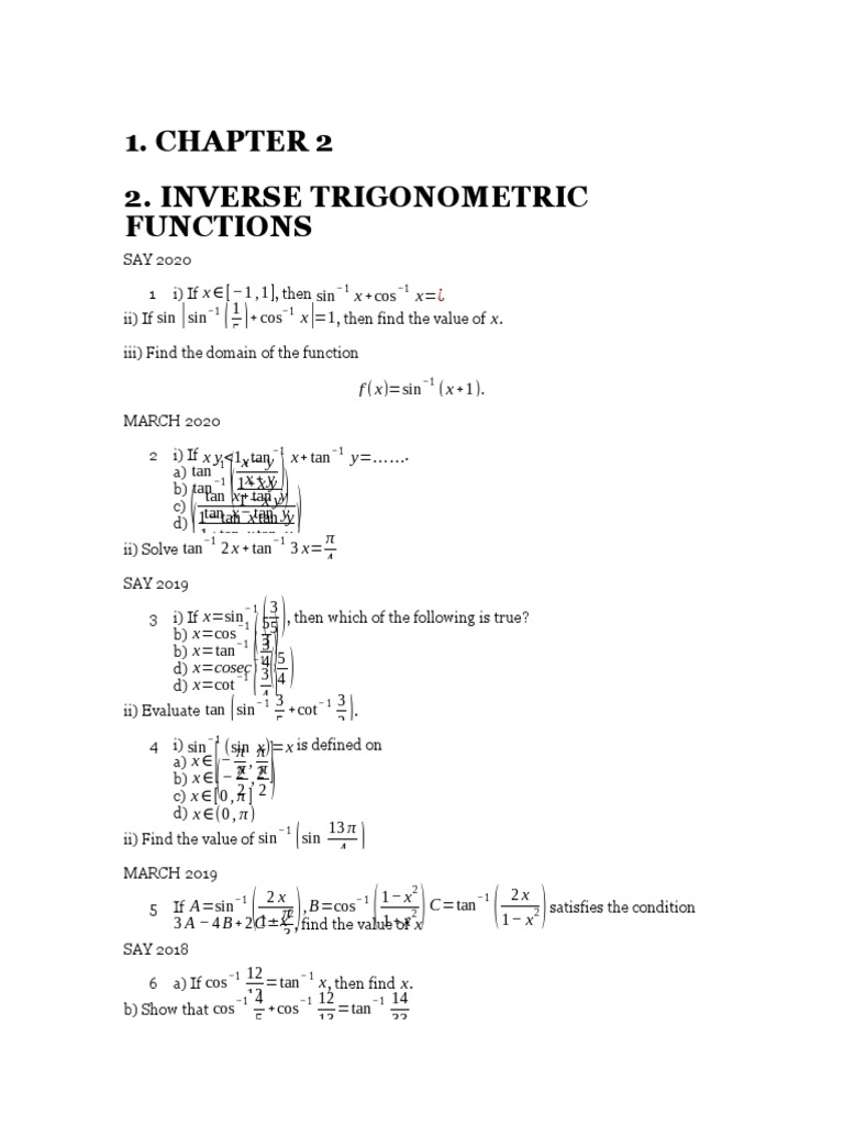 Hsslive-2. INV T FUNS | PDF | Function (Mathematics) | Trigonometric ...