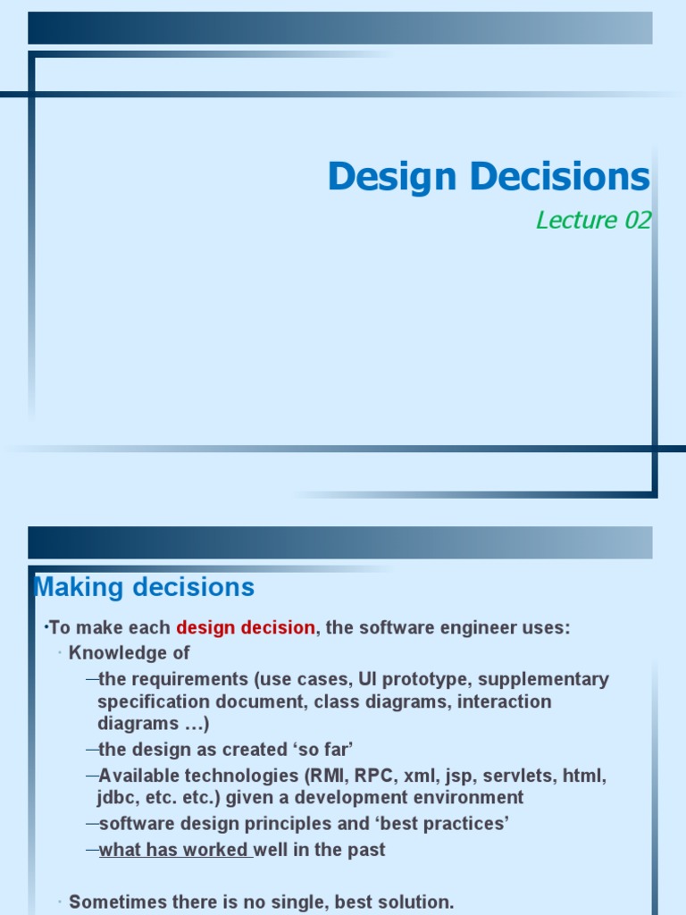 Lec 02 - Design Decisions | PDF | Art