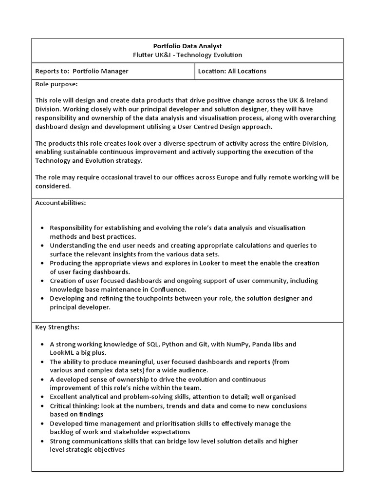Portfolio Data Analyst Pdf Data Business