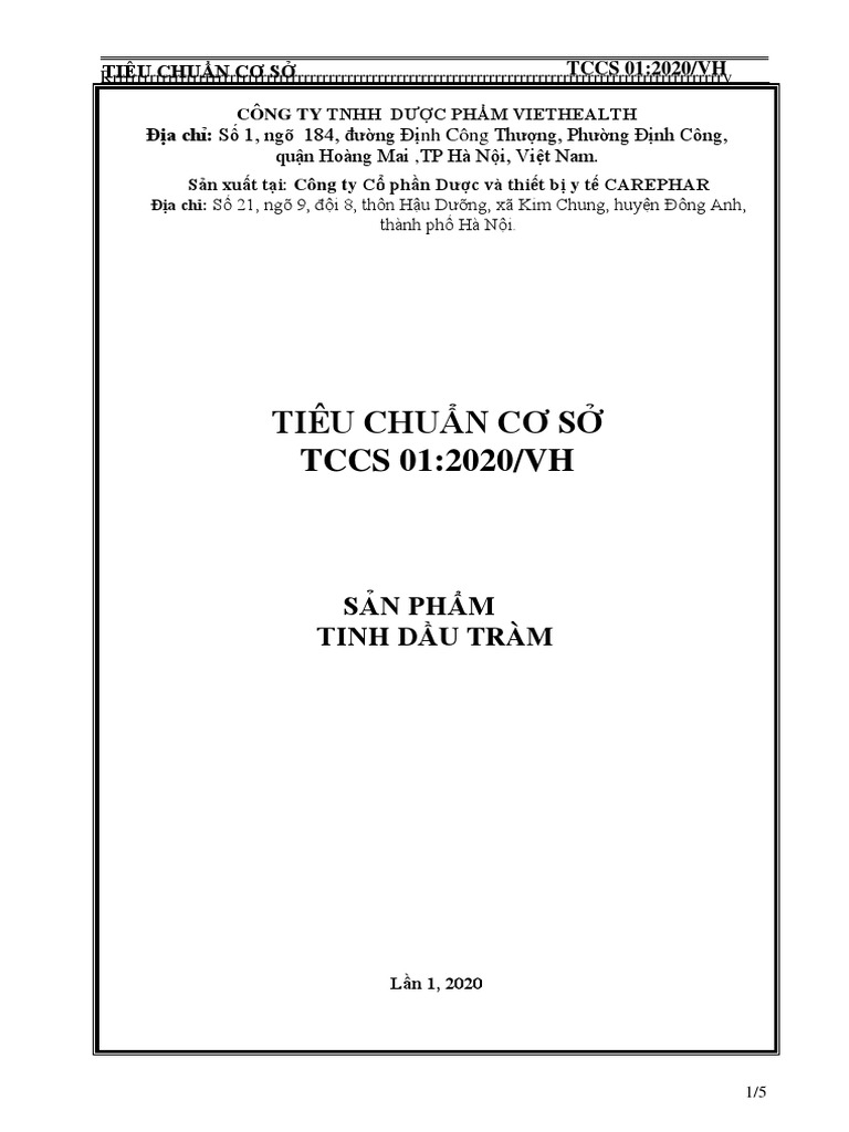 TCCS tinh đầu tràm | PDF