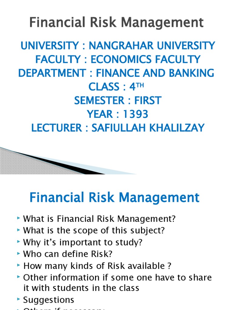 Financial Risk Management Lecture | PDF