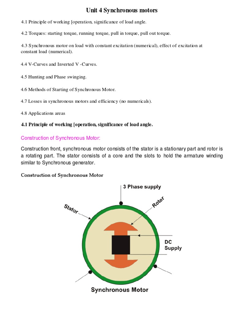 Synchronous Motors Overview | PDF