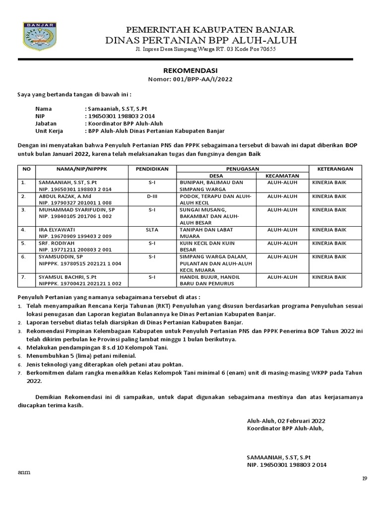 Rekomendasi BPP 2022 | PDF