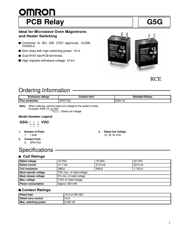 PCB Relay for Microwave Ovens | PDF | Relay | Alternating Current