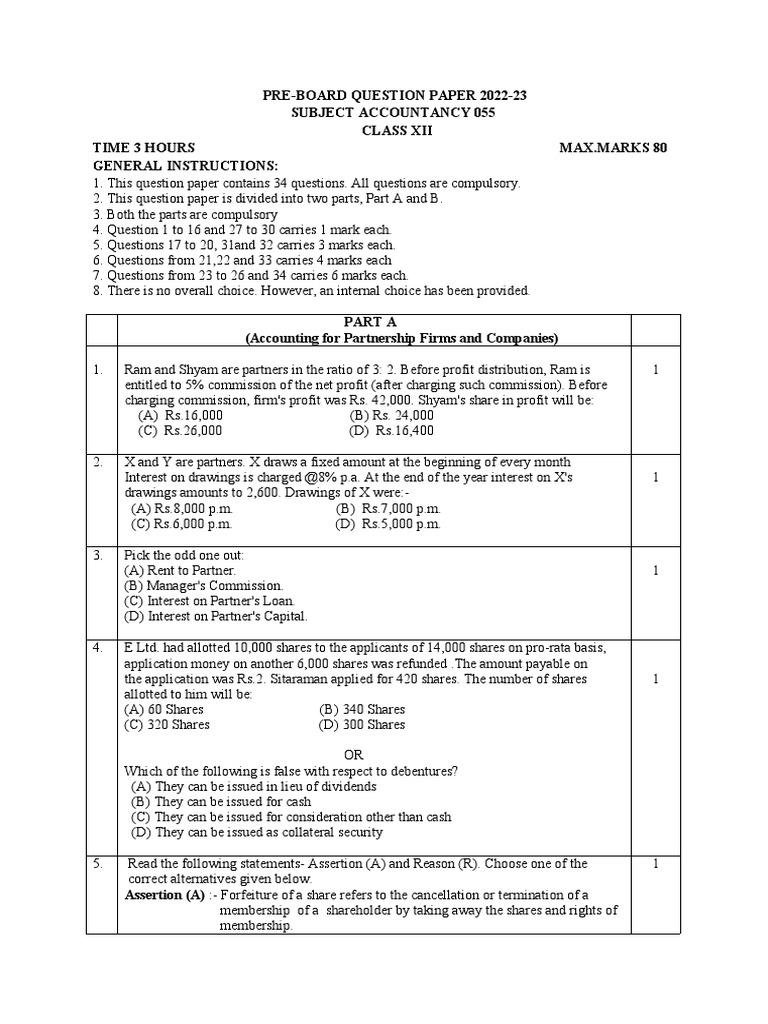 Accountancy Paper | PDF | Balance Sheet | Equity (Finance)
