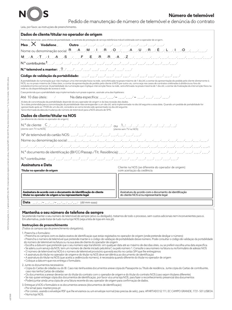 Formulario Portabilidade Movel20190608 PDF | PDF