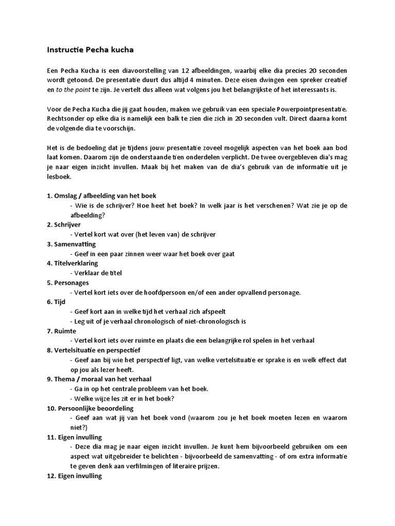 Pecha Kucha Instructie | PDF