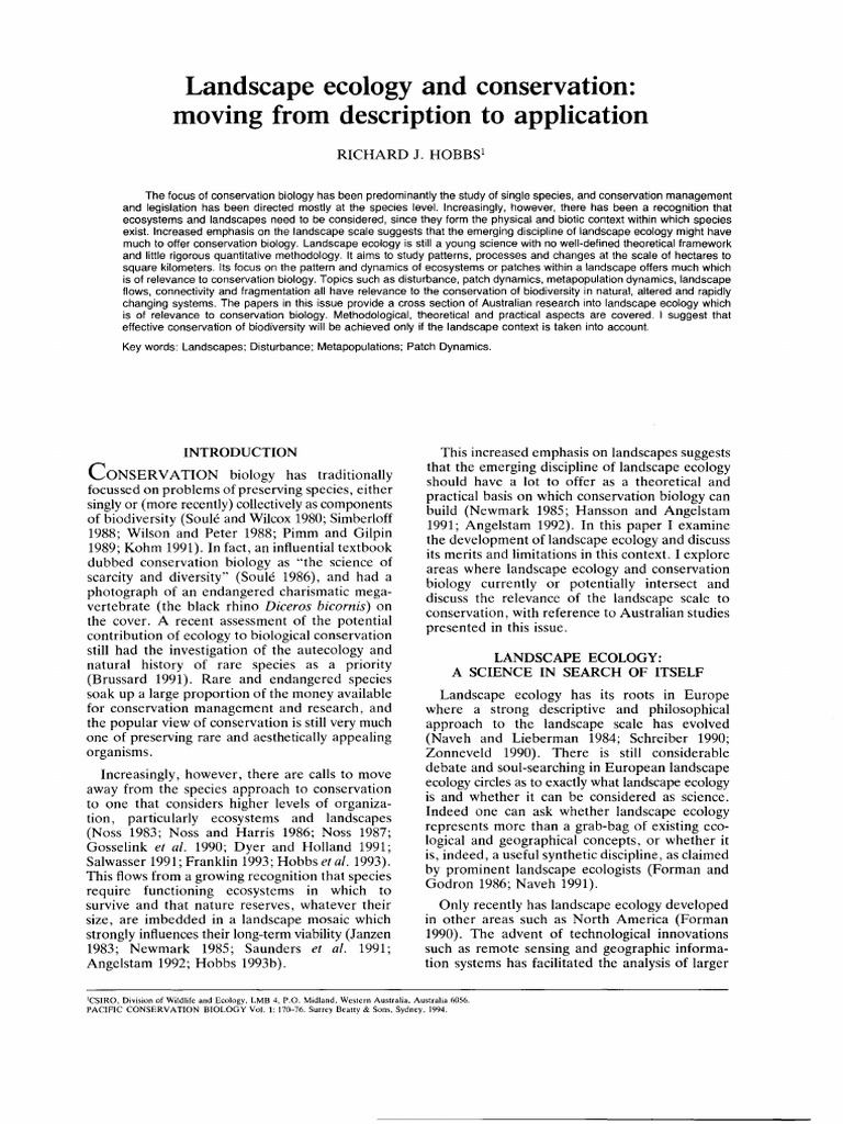 Landscape Ecology's Role in Conservation | PDF | Ecology | Conservation ...