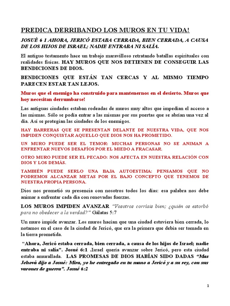 Derribando Los Muros en Tu Vida | PDF | Cristo (título) | Joshua