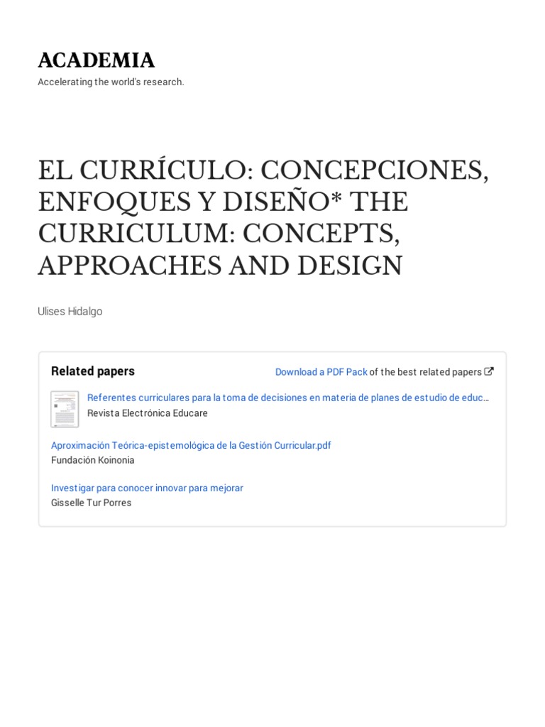 El Curriculo Concepciones, Enfoque y Diseño - 220821 - 122003 PDF | PDF | Plan de estudios ...