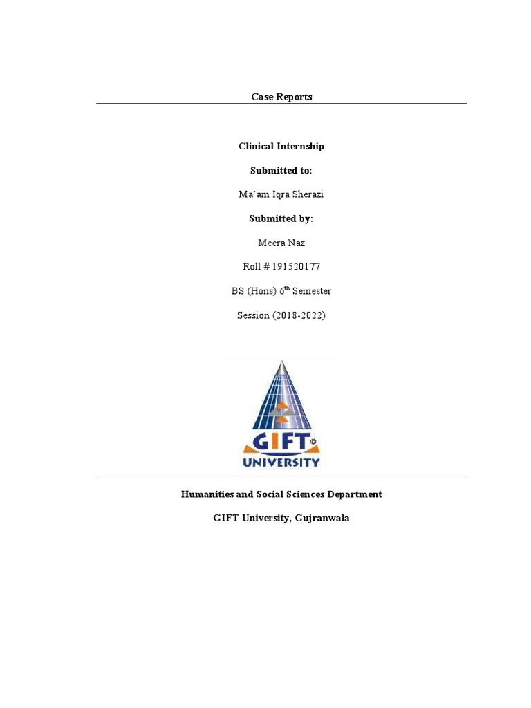 Front Pages For Case Reports Final | PDF | Learning | Psychology