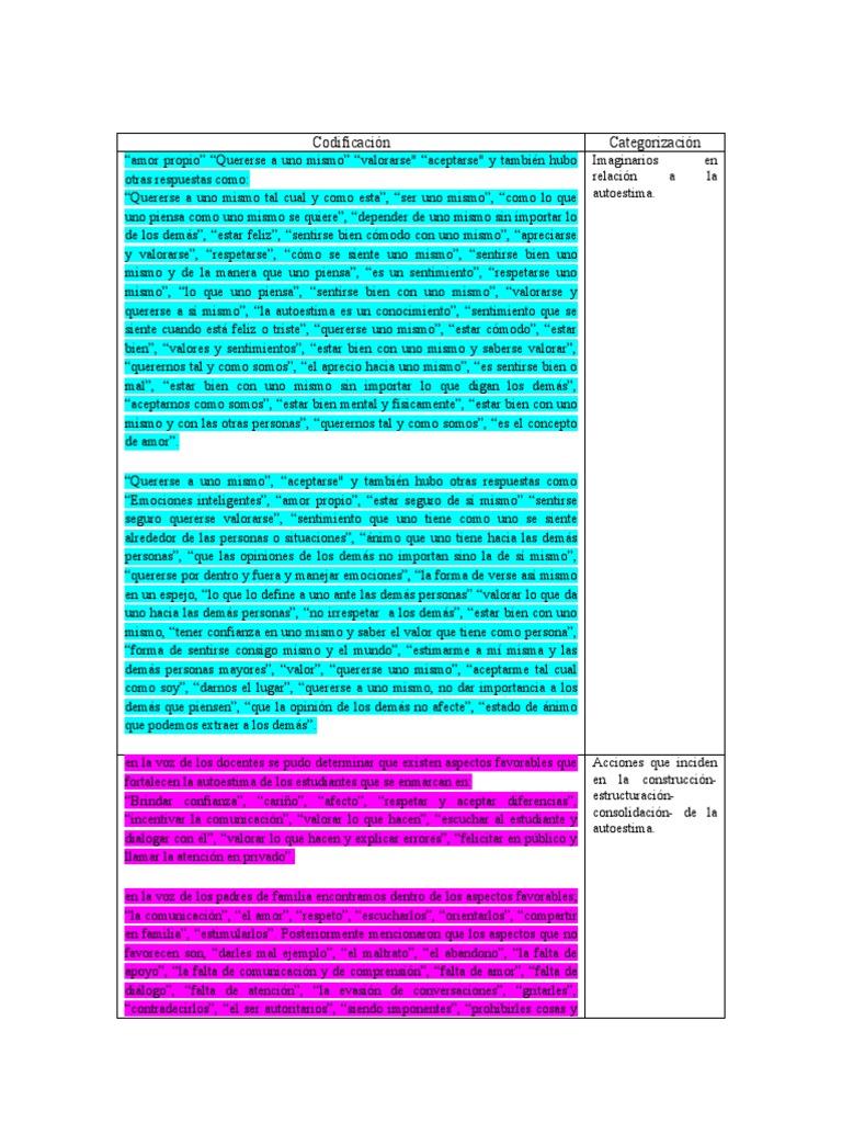 Codificacion y Categorizacion | PDF | Autoestima | Cognición