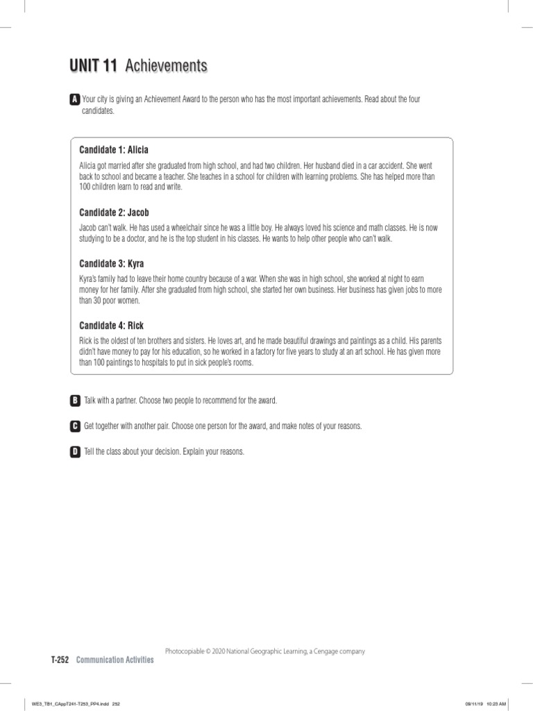 World English 3e Level 1 Communication Activities Unit 11 PDF | PDF