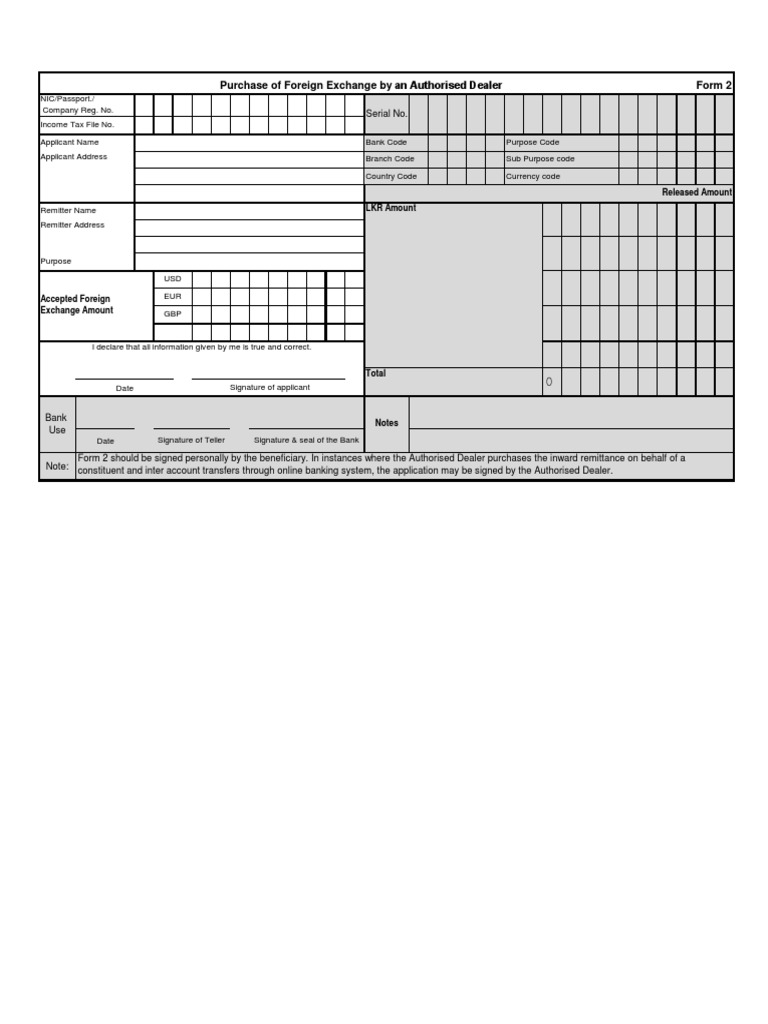 FORM 2 Purchase of Foreign Exchange | PDF | Law