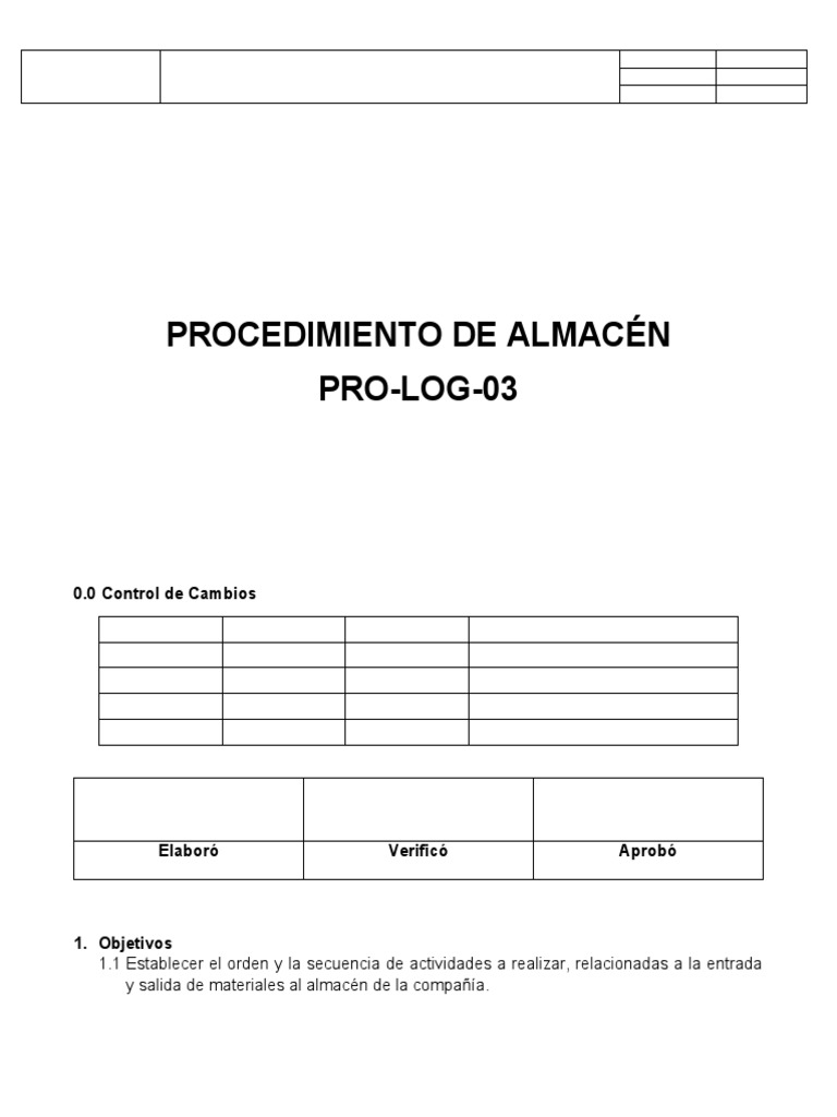 Pro-Log-03 - Procedimiento-Almacén-03 | PDF | Logística | Industrias de servicio