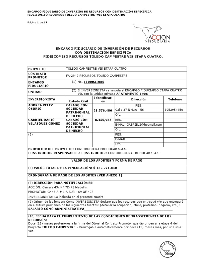 Formato - Encargo Fiduciario de Inversión de Recursos | PDF | Ley de ...