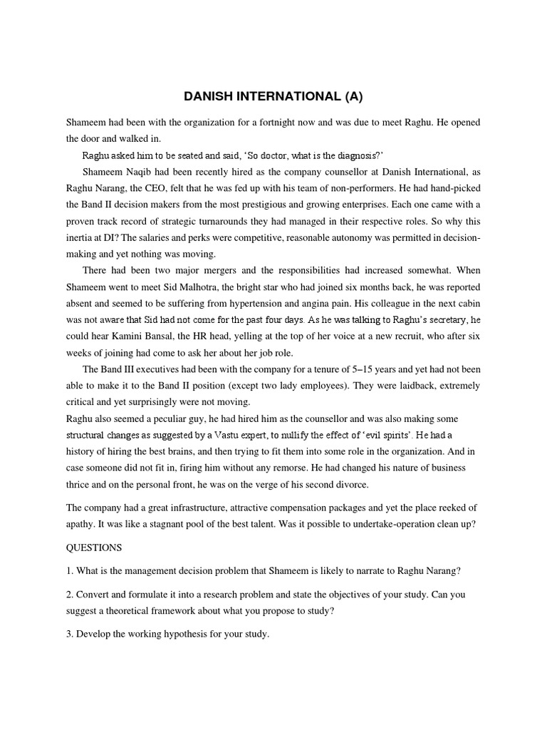 DANISH INTERNATIONAL-case Study | PDF | Cognition