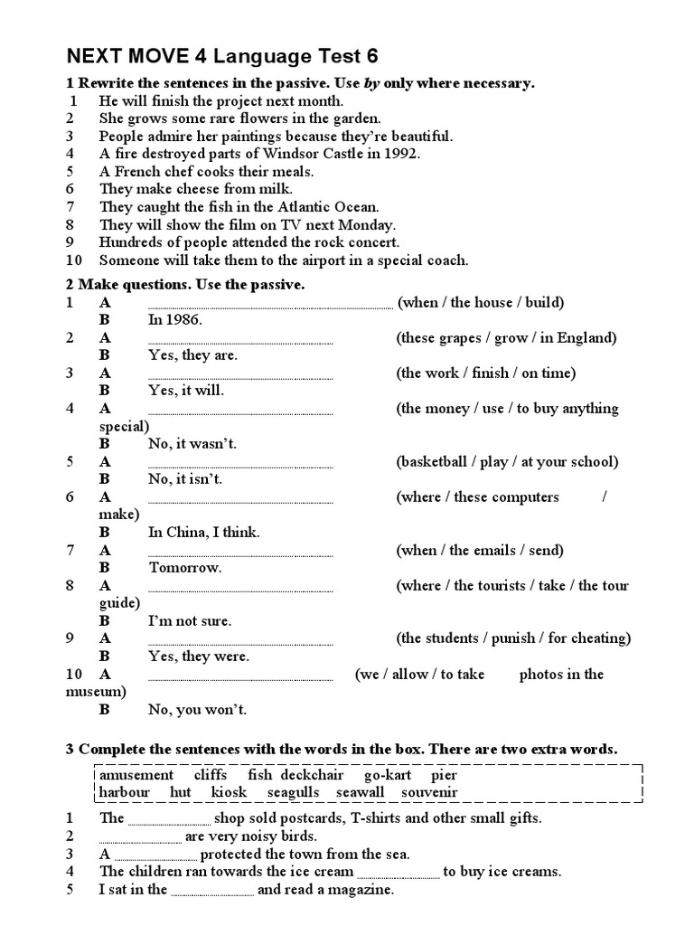 NEXT MOVE 4 Language Test 6 | PDF