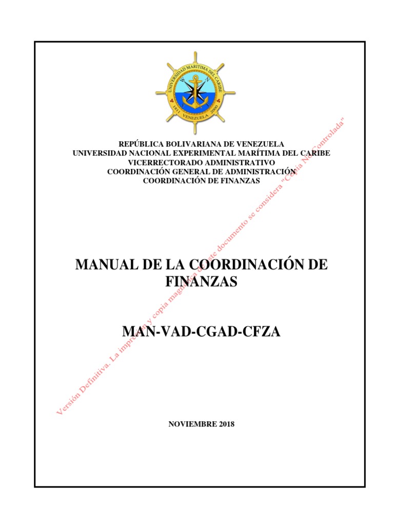 Manual de la ccordinación de finanzas. MAN-VAD-CGAD-CFZA | PDF ...
