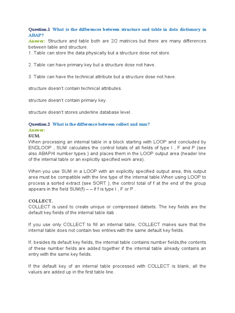 Abap Questions Pdf Computer Program Programming 5691