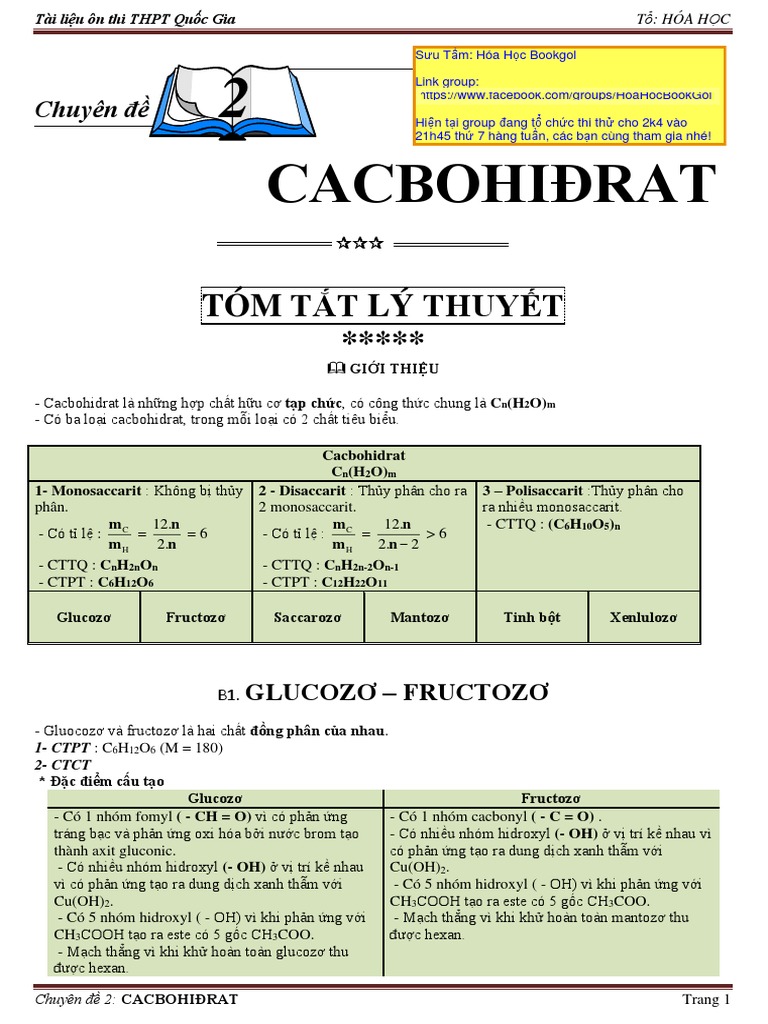 Chuyên đề 2 - CACBOHIDRAT PDF | PDF