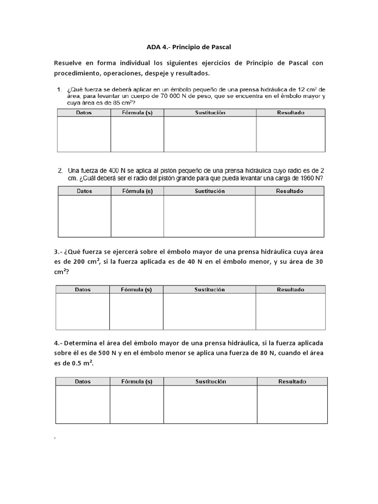 ADA 4. - Principio de Pascal | PDF