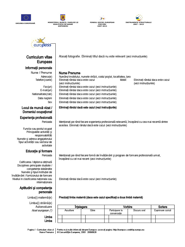 Model de CV Europass | PDF