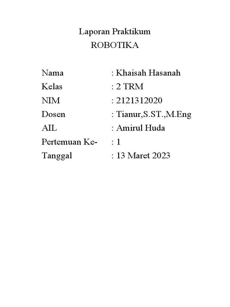 Laporan Robotika 1 | PDF