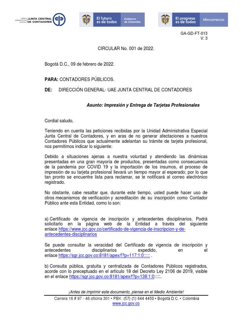 Entrega de Tarjetas Profesionales Contables | PDF | Finanzas y dinero ...