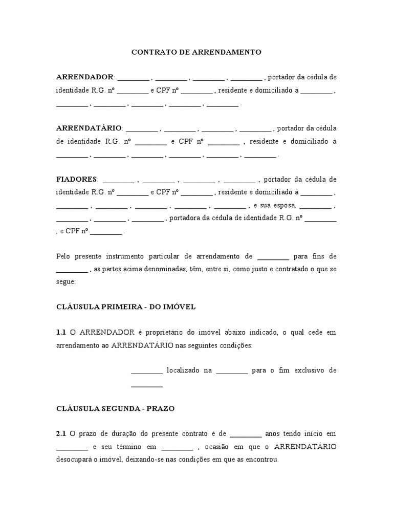 Contrato Arrendamento | PDF | Finanças e Administração de Capital | Direito