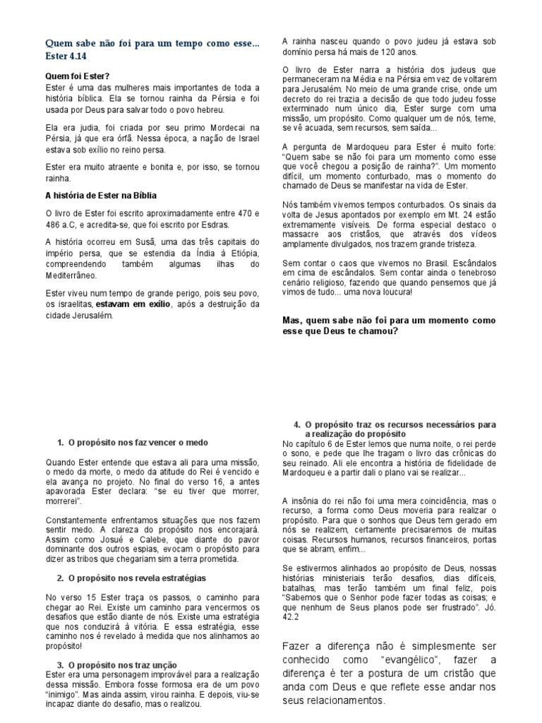 Quem Sabe Não Foi para Um Tempo Como Esse | PDF