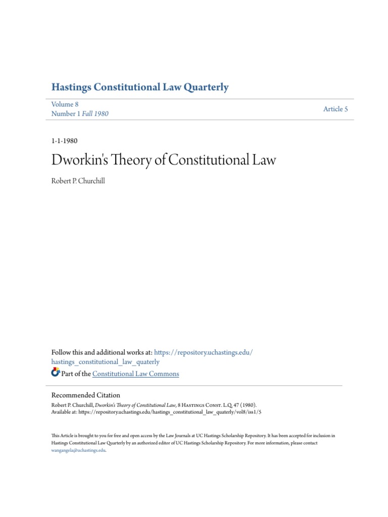Dworkins Theory of Constitutional Law PDF | PDF | Fourteenth Amendment ...